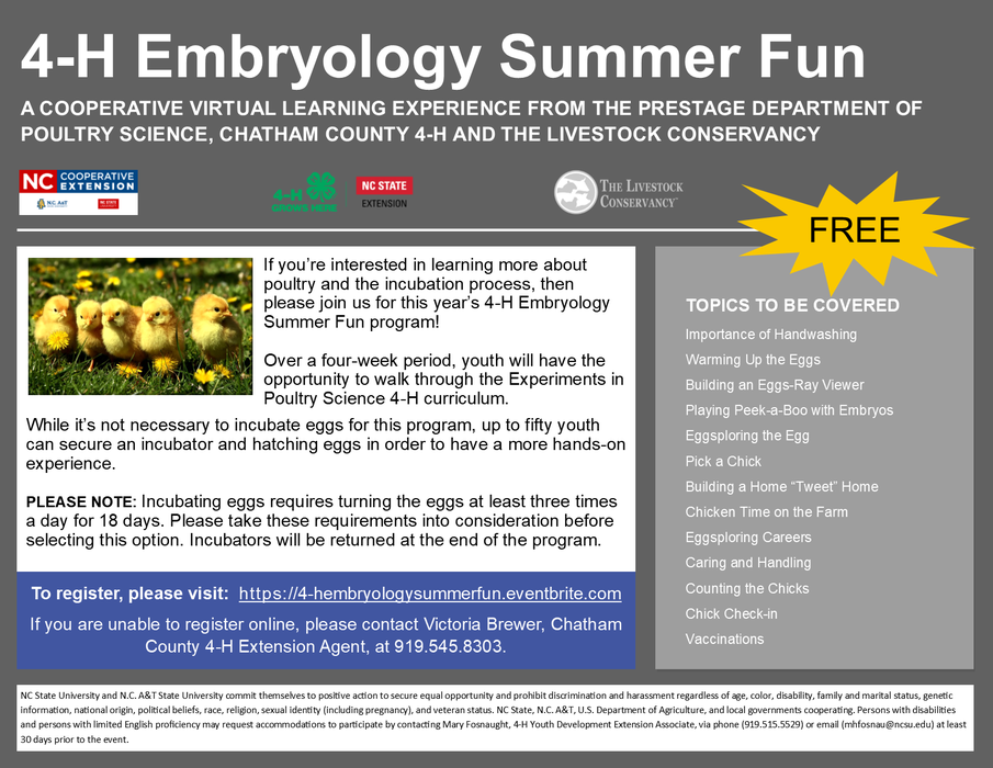 4-H Embryology Summer Fun Program - Poultry 4-H & Youth | NC State ...