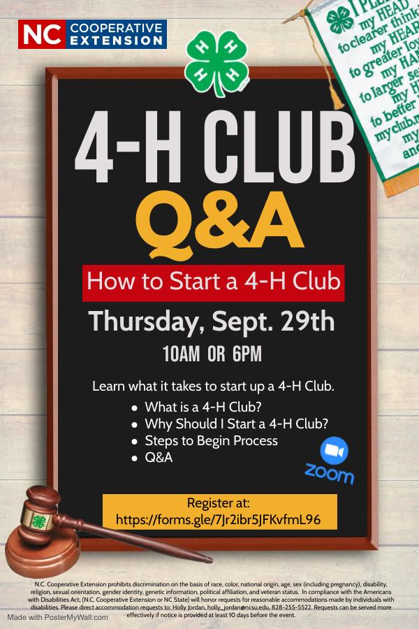 4-H Club Q&A - What's Involved in Starting a 4-H Club - Buncombe County ...