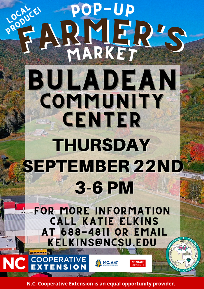 Pop-Up Farmers Market in Buladean 9/22/2022 - Mitchell County Center ...