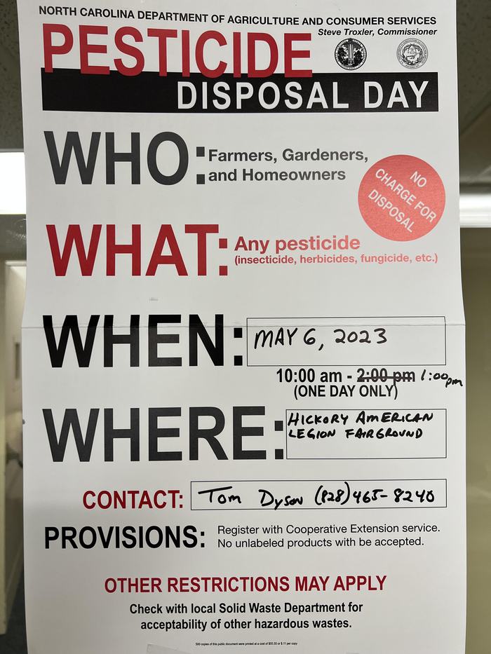 Pesticide Disposal Day - Catawba County Center