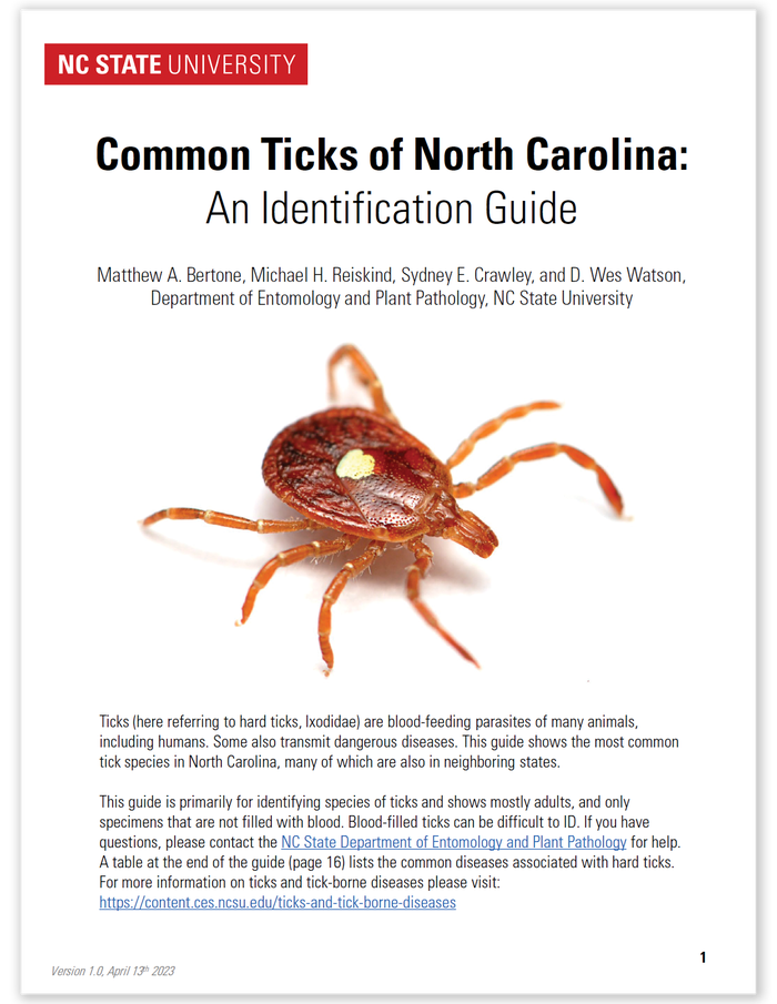What's That Tick? New Identification Guide to Species in North Carolina ...