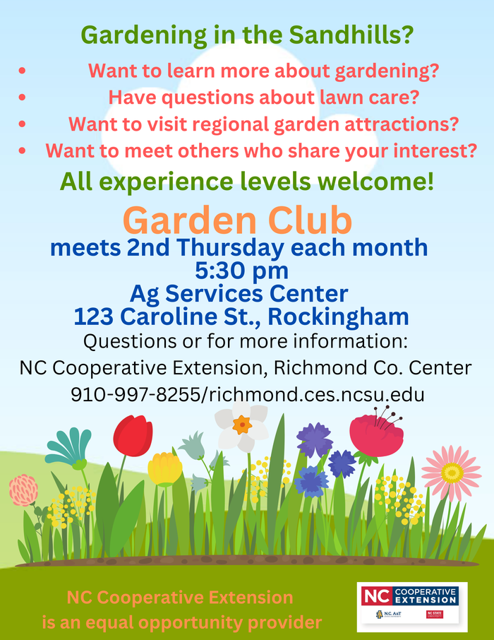 New Garden Club in Richmond County - Richmond County Center | N.C ...