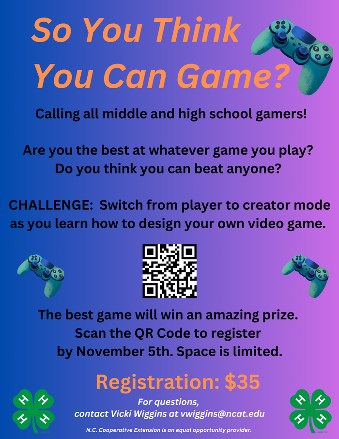 4-H Video Game Design Competition - Hertford County Center | N.C ...