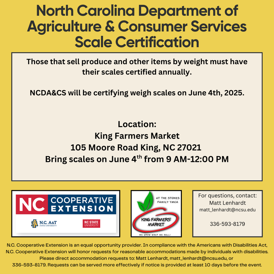 NCDA&CS Weigh Scale Day at King Farmers Market - Stokes County Center ...