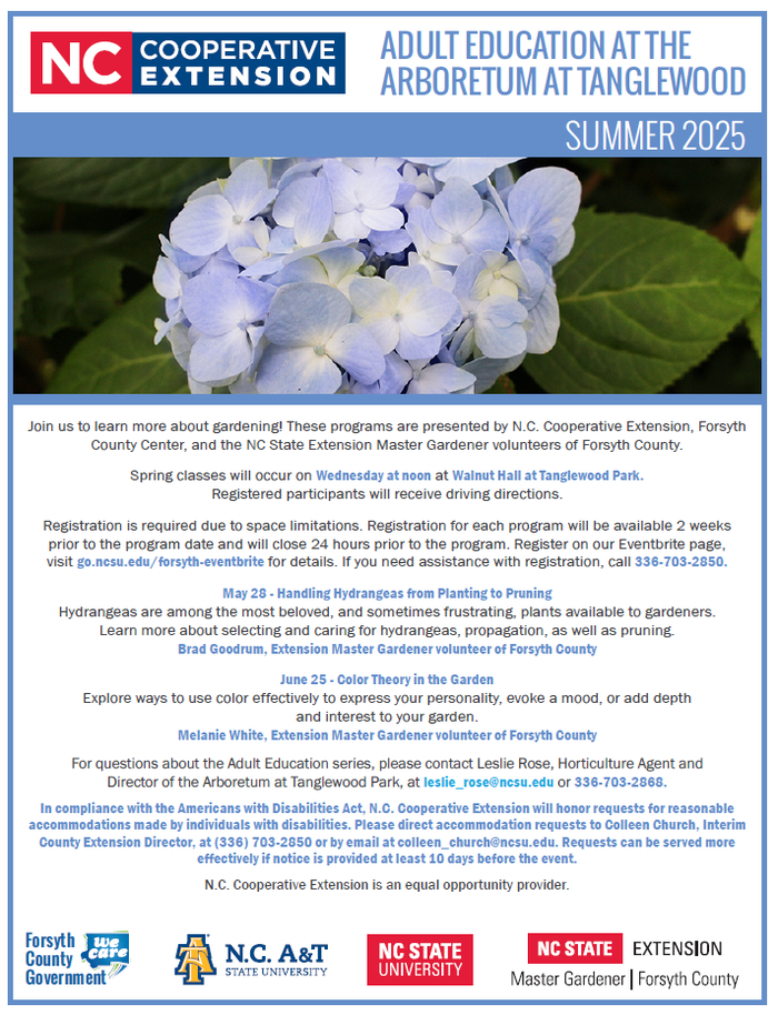 Summer 2025 Adult Education Gardening Classes - Forsyth County Center ...