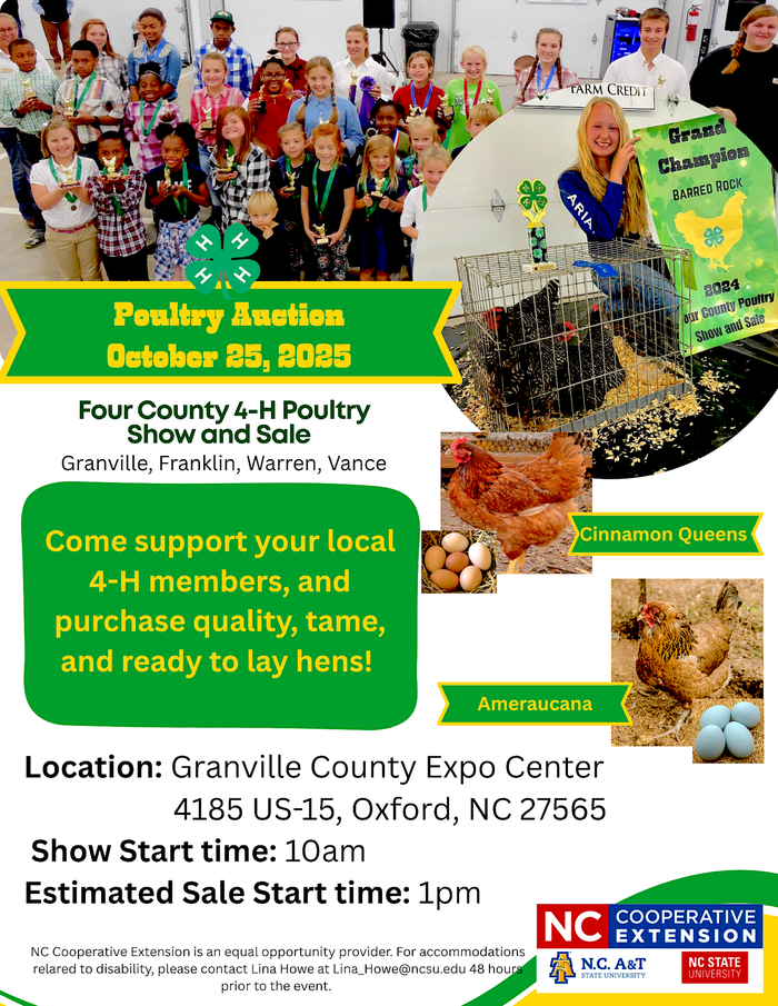 2025 Four County 4-H Poultry Show and Sale - Franklin County Center | N ...