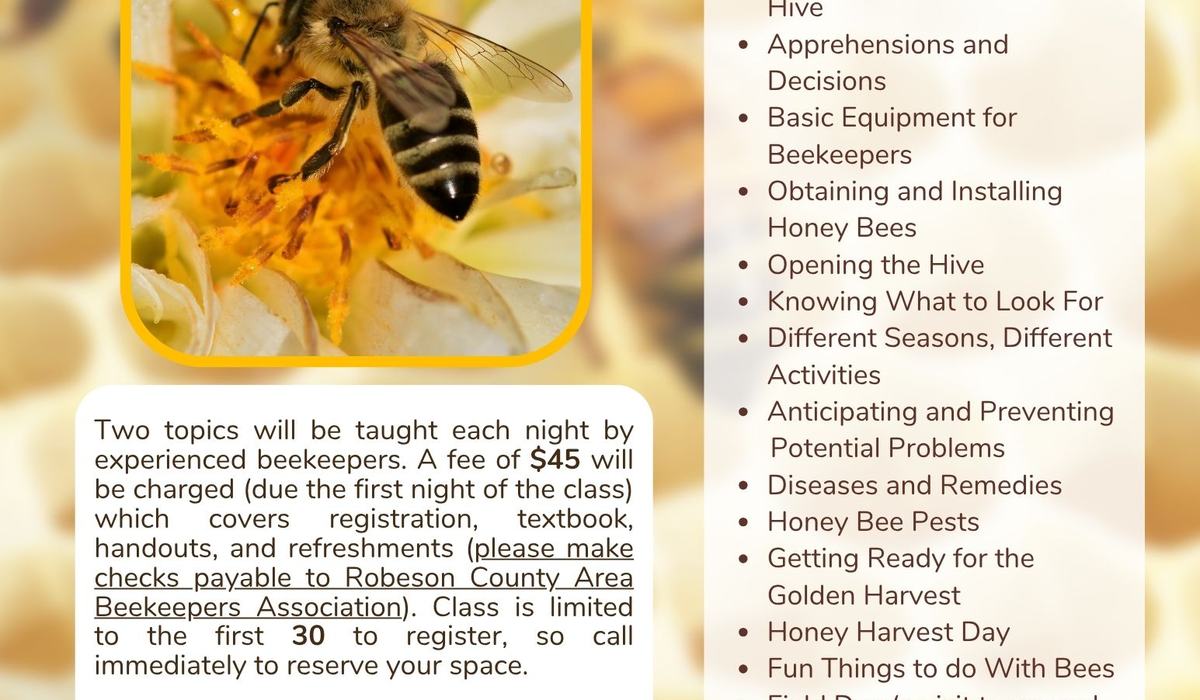 2026 Beginner Beekeeper School - Robeson County Center
